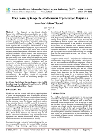 Deep Learning in Age-Related Macular Degeneration Diagnosis | PDF