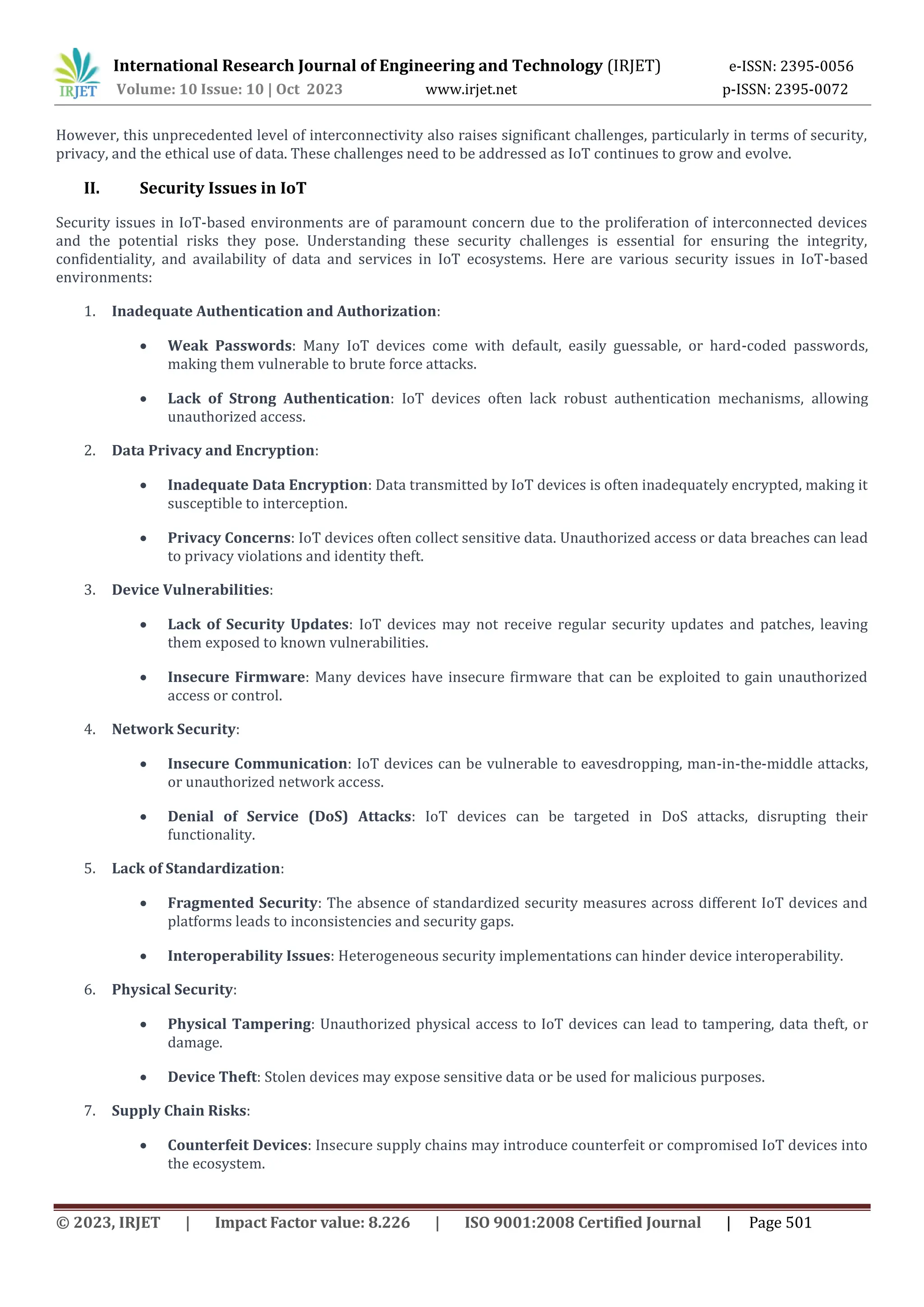 Security Issues in IoT-Based Environments | PDF