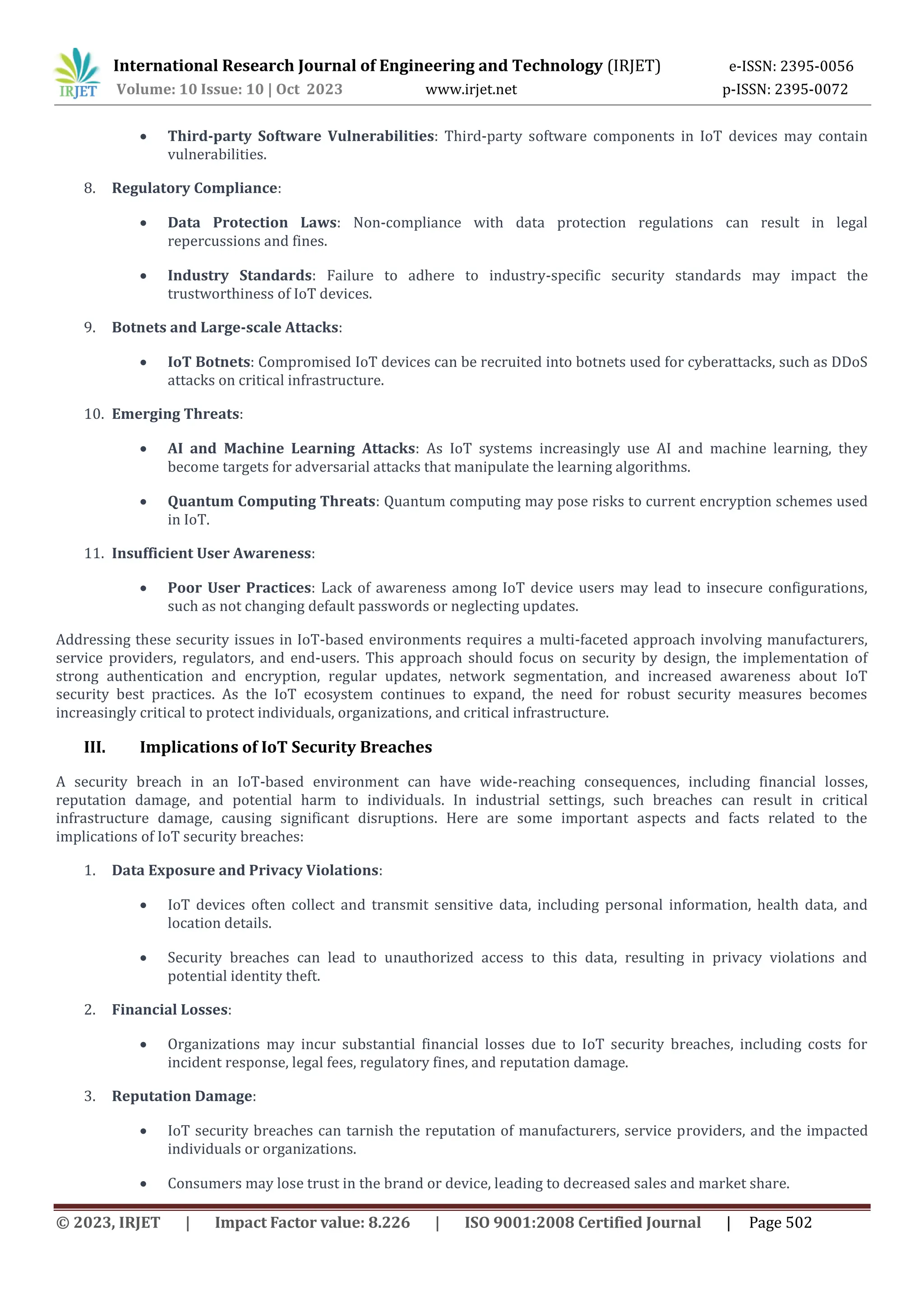Security Issues in IoT-Based Environments | PDF