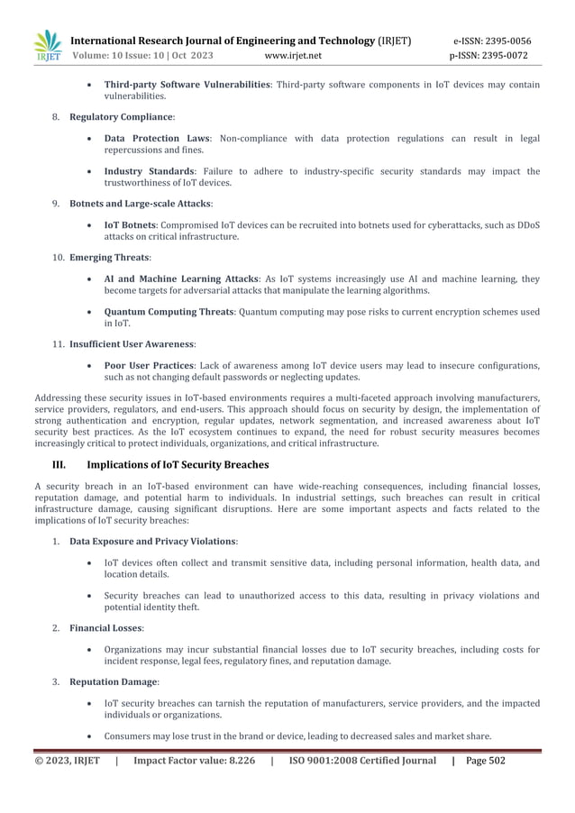 Security Issues in IoT-Based Environments | PDF