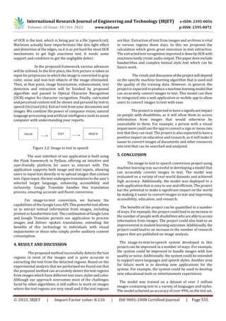 IMAGE TO TEXT TO SPEECH CONVERSION USING MACHINE LEARNING | PDF