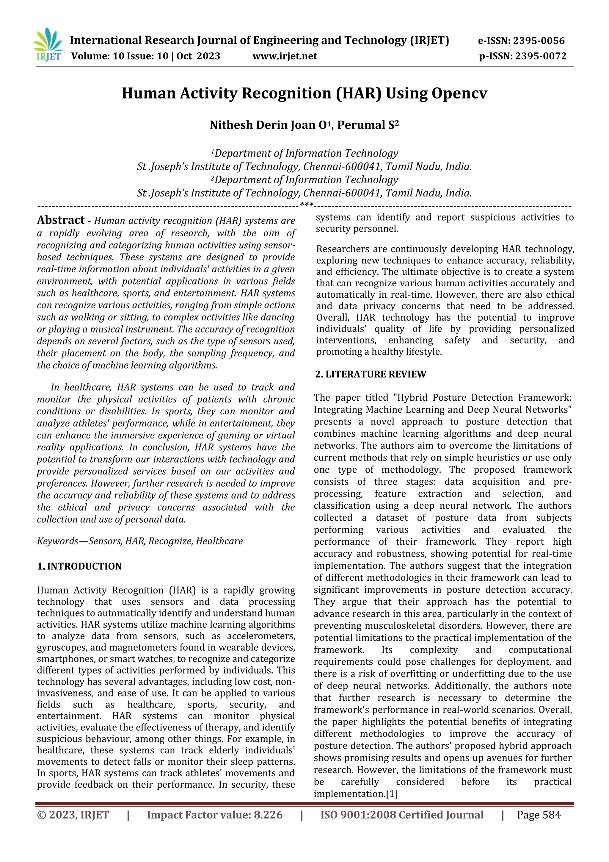 Human Activity Recognition (HAR) Using Opencv | PDF