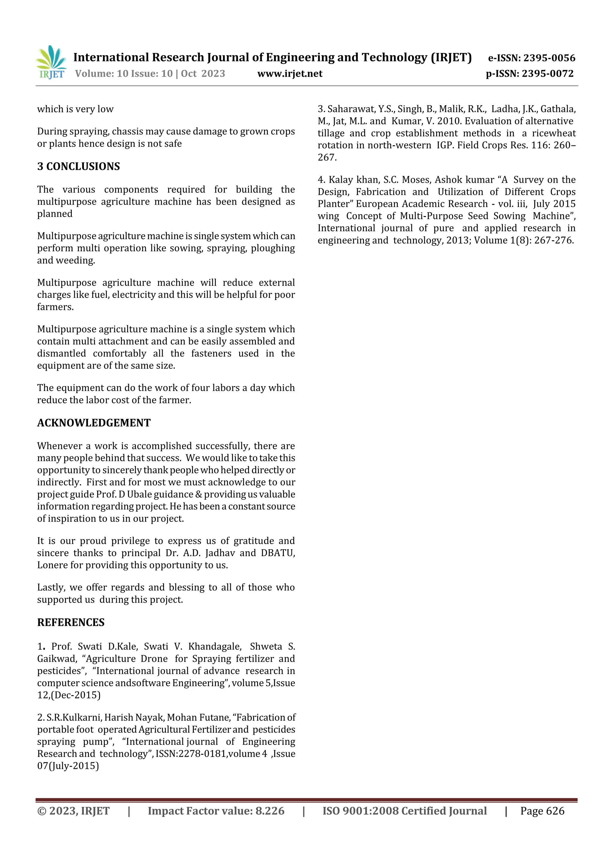 Design and Fabrication of Multi-purpose Agriculture Machine | PDF