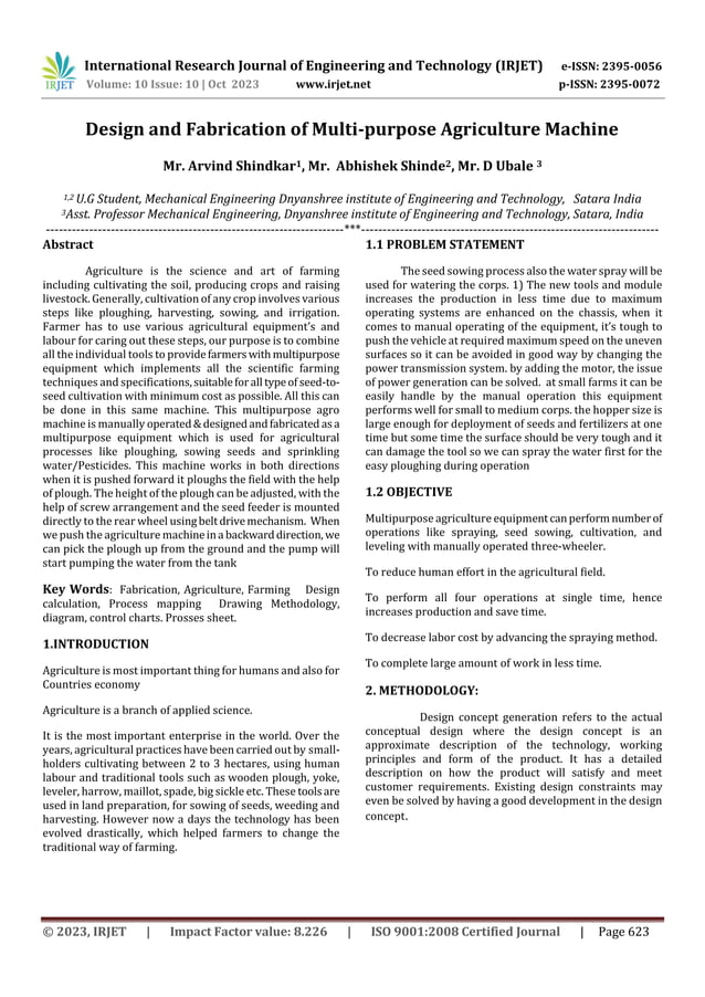 Design and Fabrication of Multi-purpose Agriculture Machine | PDF ...