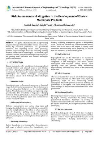 Risk Assessment and Mitigation in the Development of Electric ...