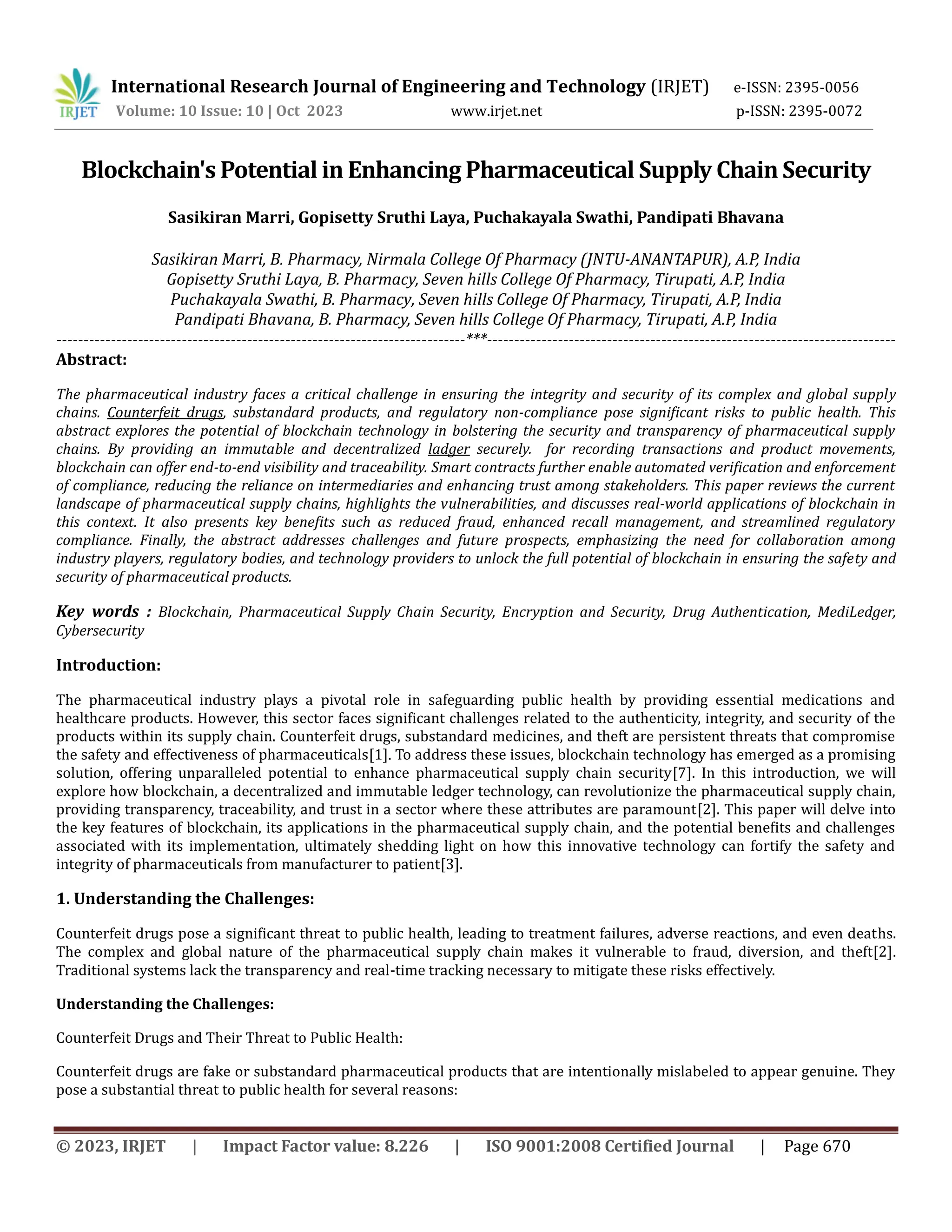 Blockchain's Potential in Enhancing Pharmaceutical Supply Chain ...