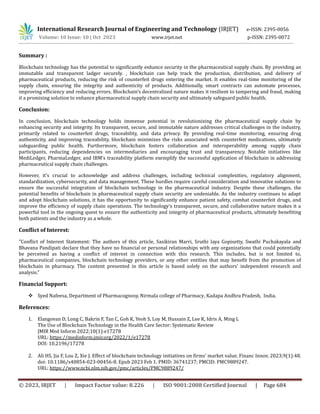 Blockchain's Potential in Enhancing Pharmaceutical Supply Chain Security | PDF