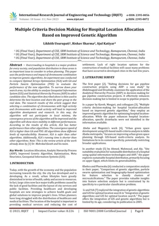 Multiple Criteria Decision Making for Hospital Location Allocation Based on Improved Genetic ...