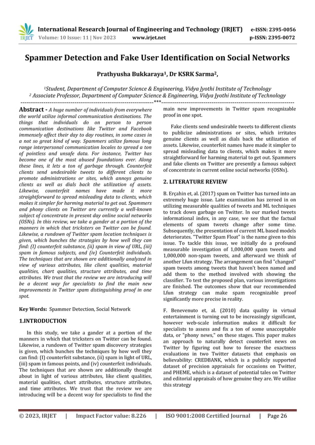 Spammer Detection and Fake User Identification on Social Networks | PDF ...