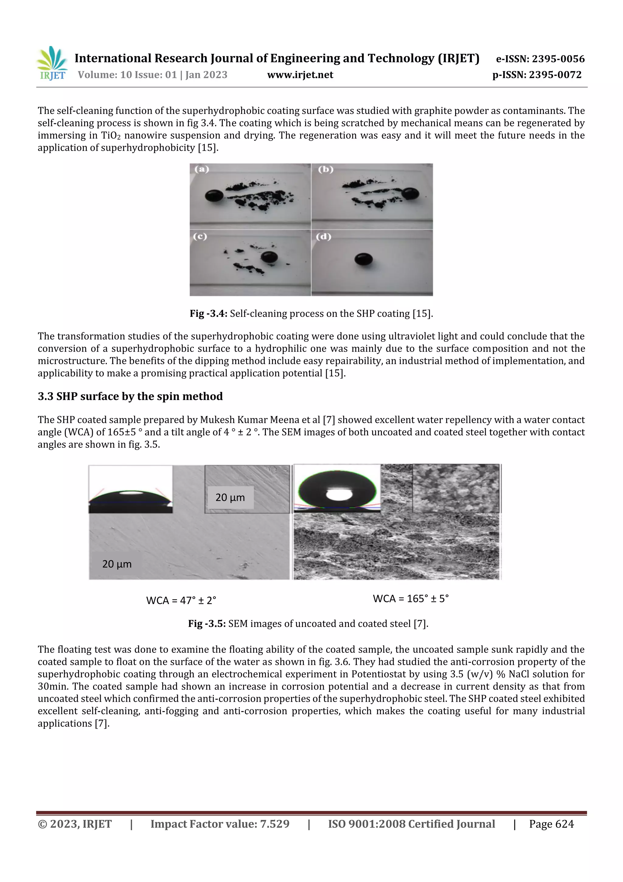 A REVIEW ON SYNTHESIS AND DEVELOPMENT OF SUPERHYDROPHOBIC COATING | PDF