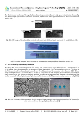 A REVIEW ON SYNTHESIS AND DEVELOPMENT OF SUPERHYDROPHOBIC COATING | PDF
