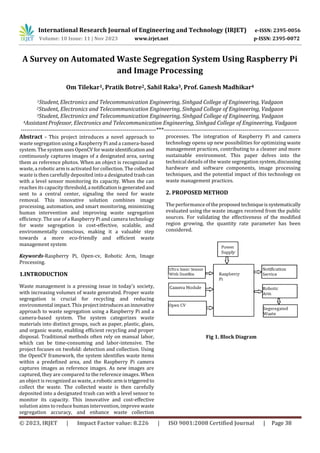 A Survey on Automated Waste Segregation System Using Raspberry Pi and Image Processing | PDF