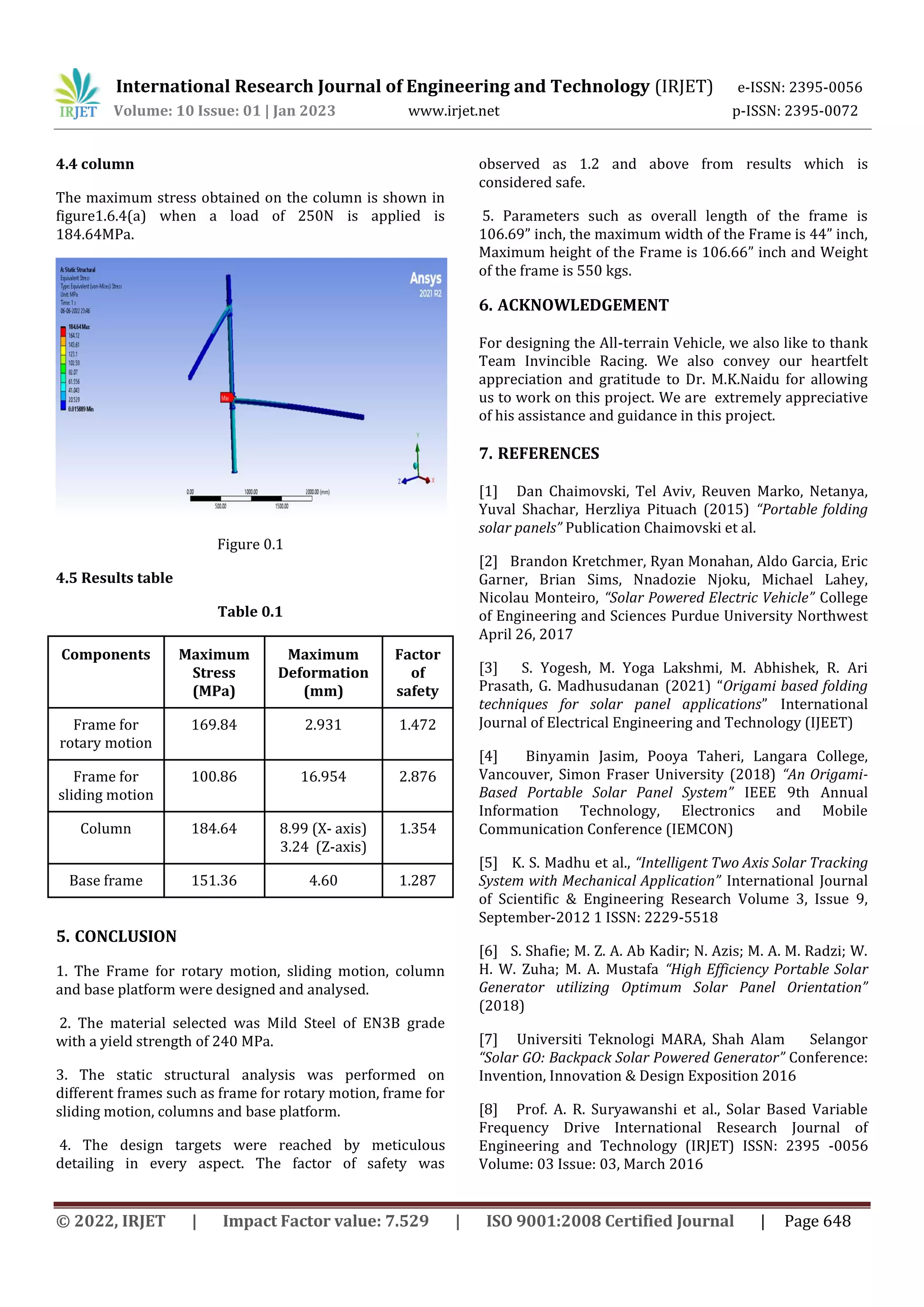 DESIGN AND ANALYSIS OF FRAME FOR MOBILE SOLAR POWER STATION | PDF