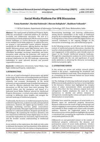Social Media Platform For IPR Discussion | PDF