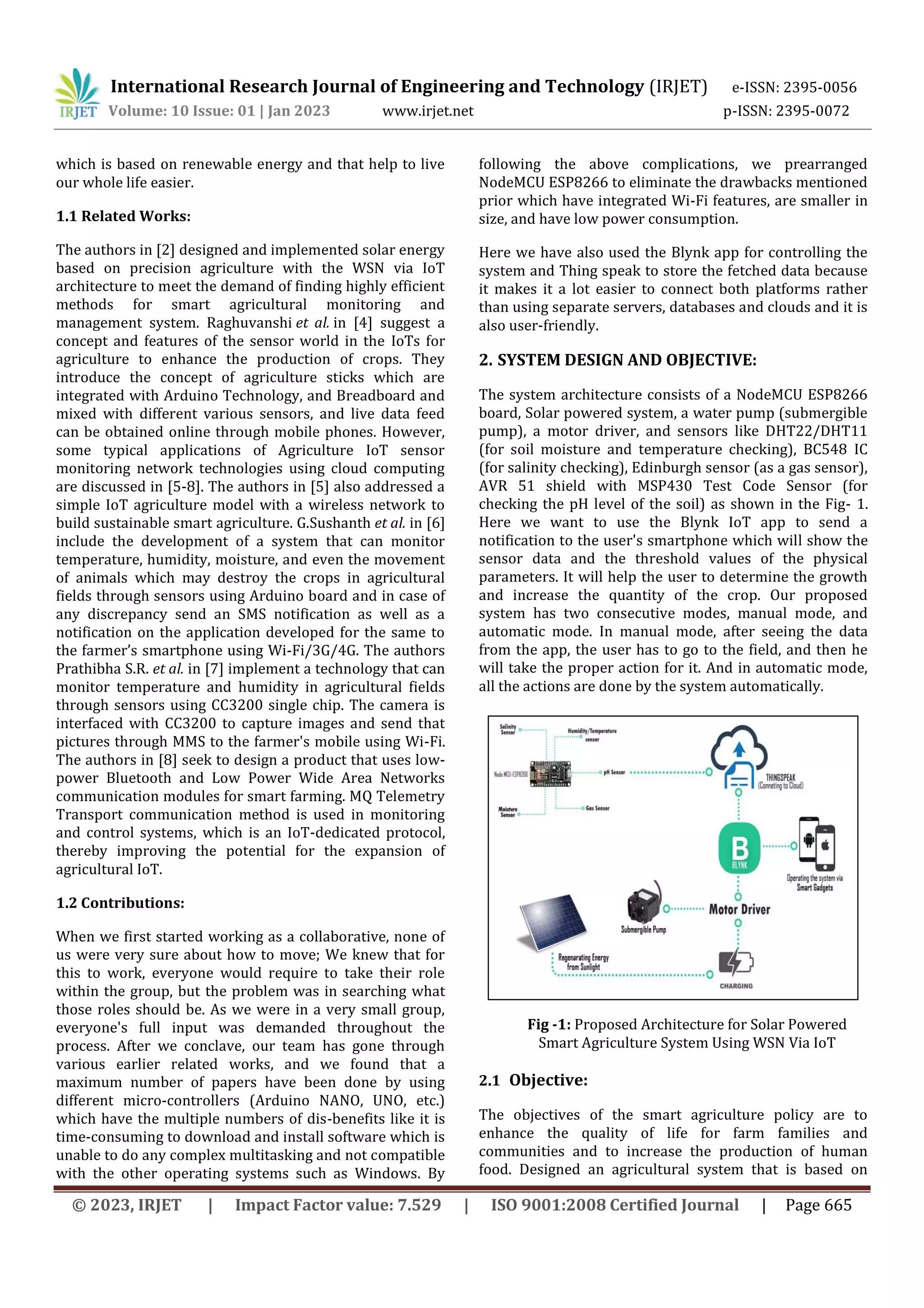 Solar Powered Smart Agriculture Systems Using WSN Via IoT | PDF