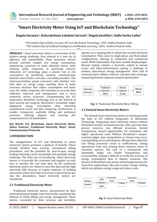 “Smart Electricity Meter Using IoT and Blockchain Technology” | PDF