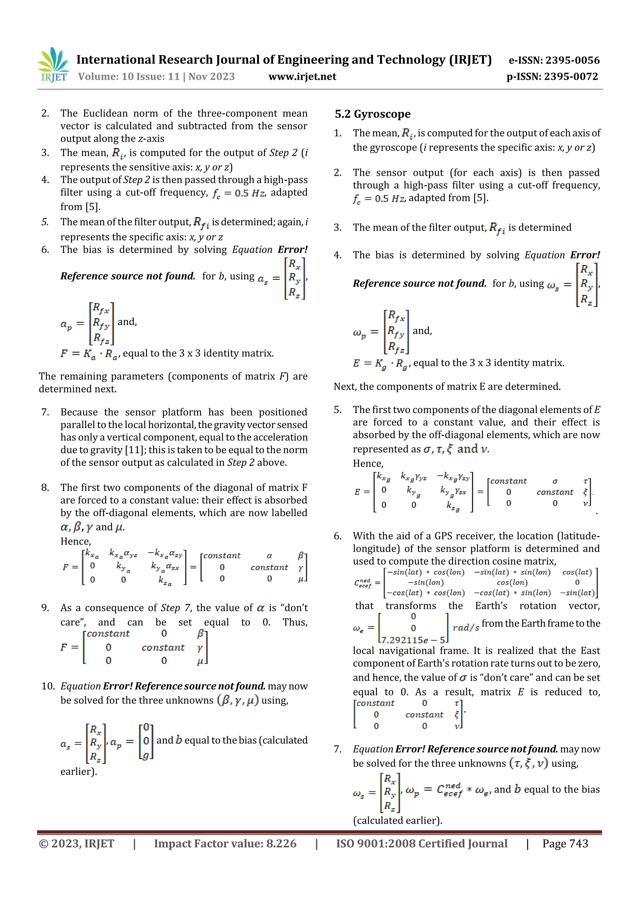 Experiment to determine a method for effortless static calibration of ...