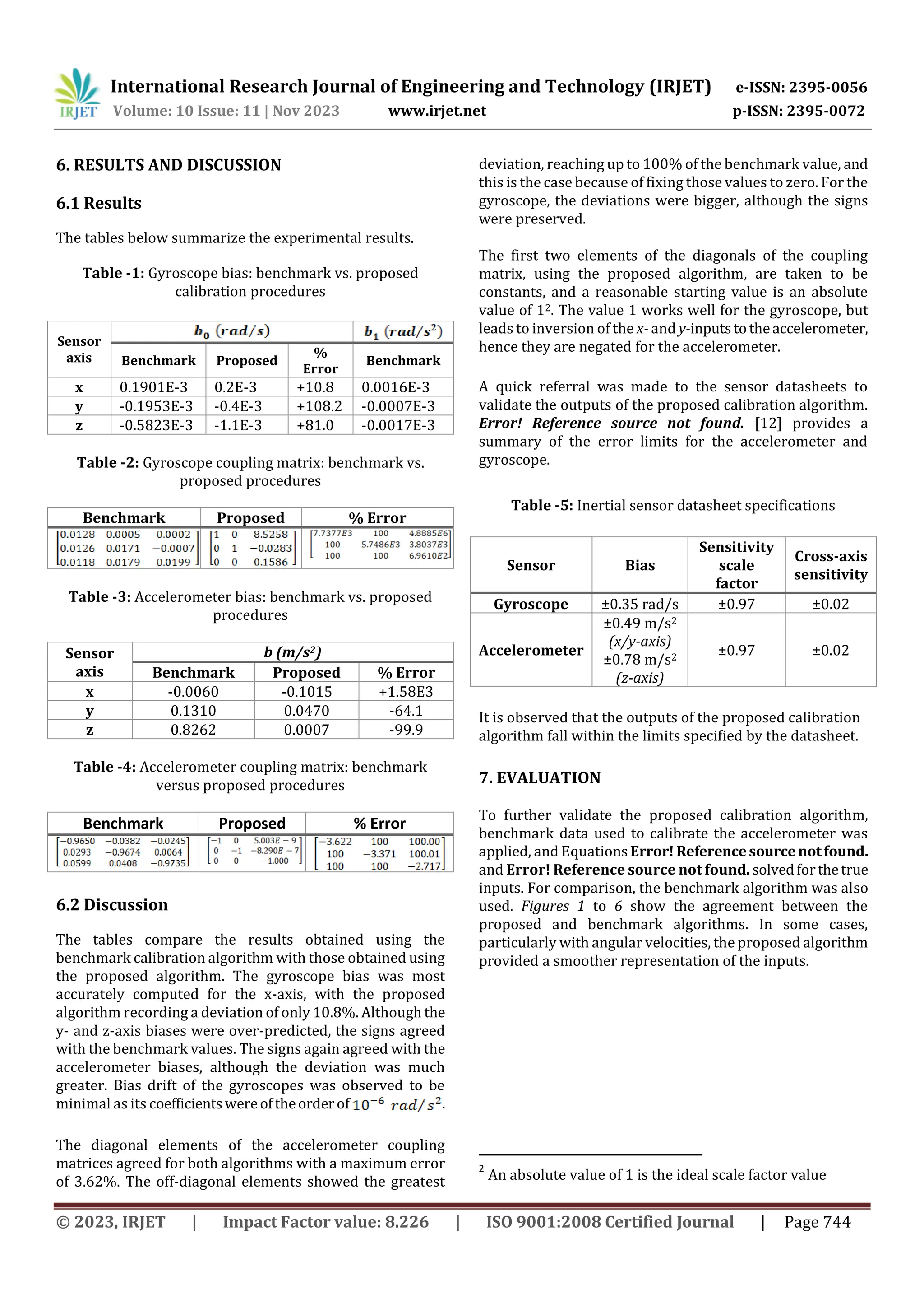 Experiment to determine a method for effortless static calibration of ...
