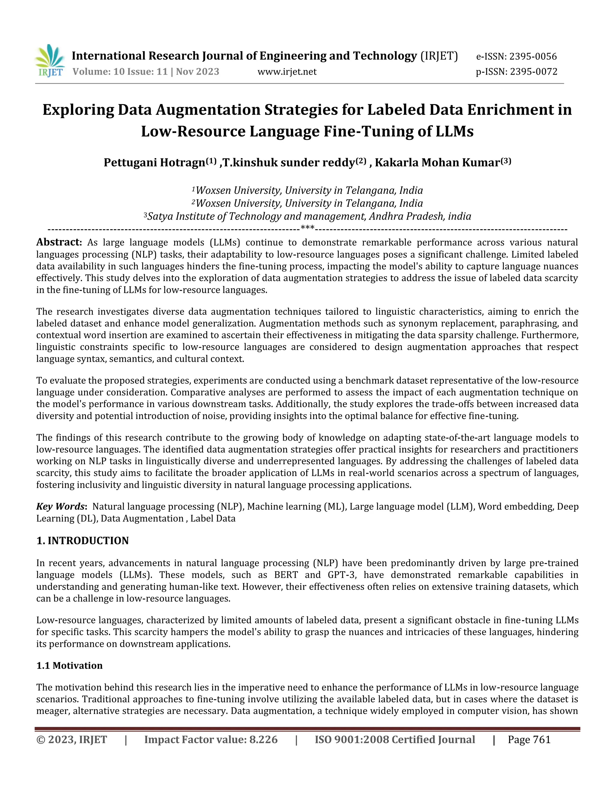 Exploring Data Augmentation Strategies for Labeled Data Enrichment in Low-Resource Language Fine ...