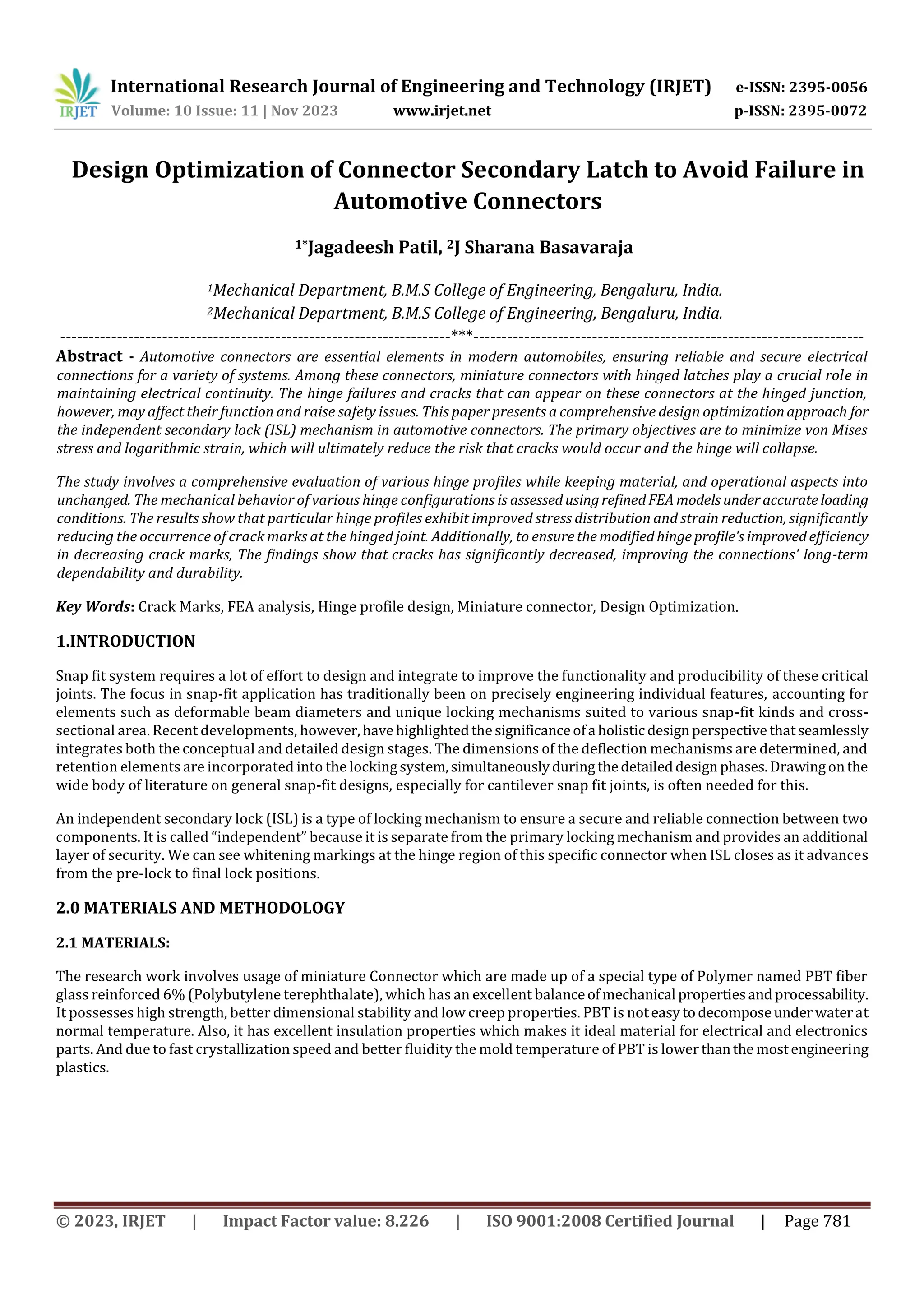 Design Optimization of Connector Secondary Latch to Avoid Failure in ...