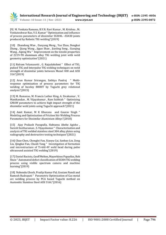 Optimization Of Tig Welding Process Parameters With Ss316 Material Using Taguchi Design Pdf