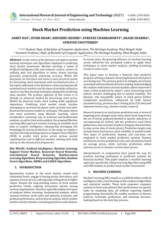 Stock Market Prediction using Machine Learning | PDF