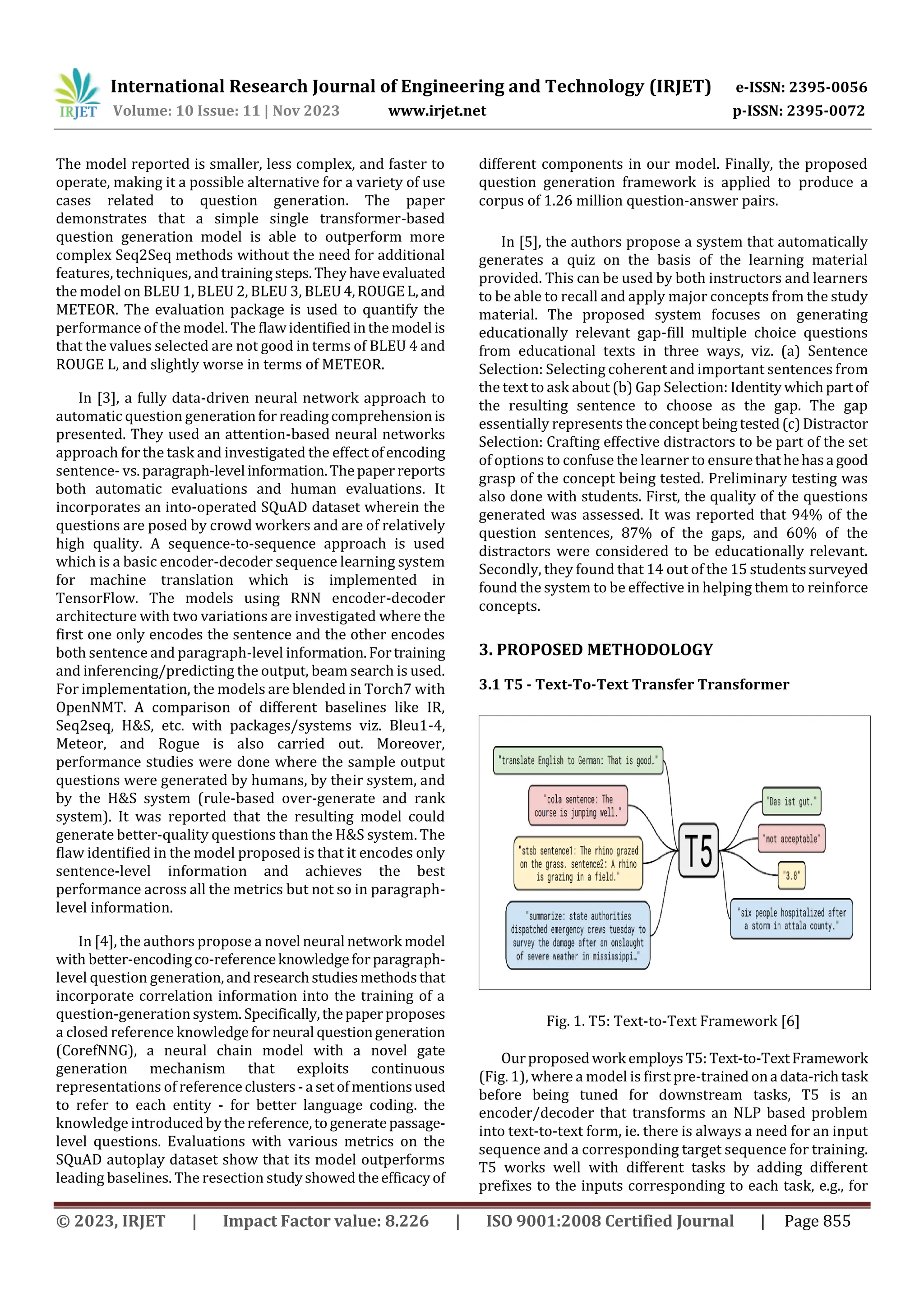 AUTOMATIC QUESTION GENERATION USING NATURAL LANGUAGE PROCESSING | PDF