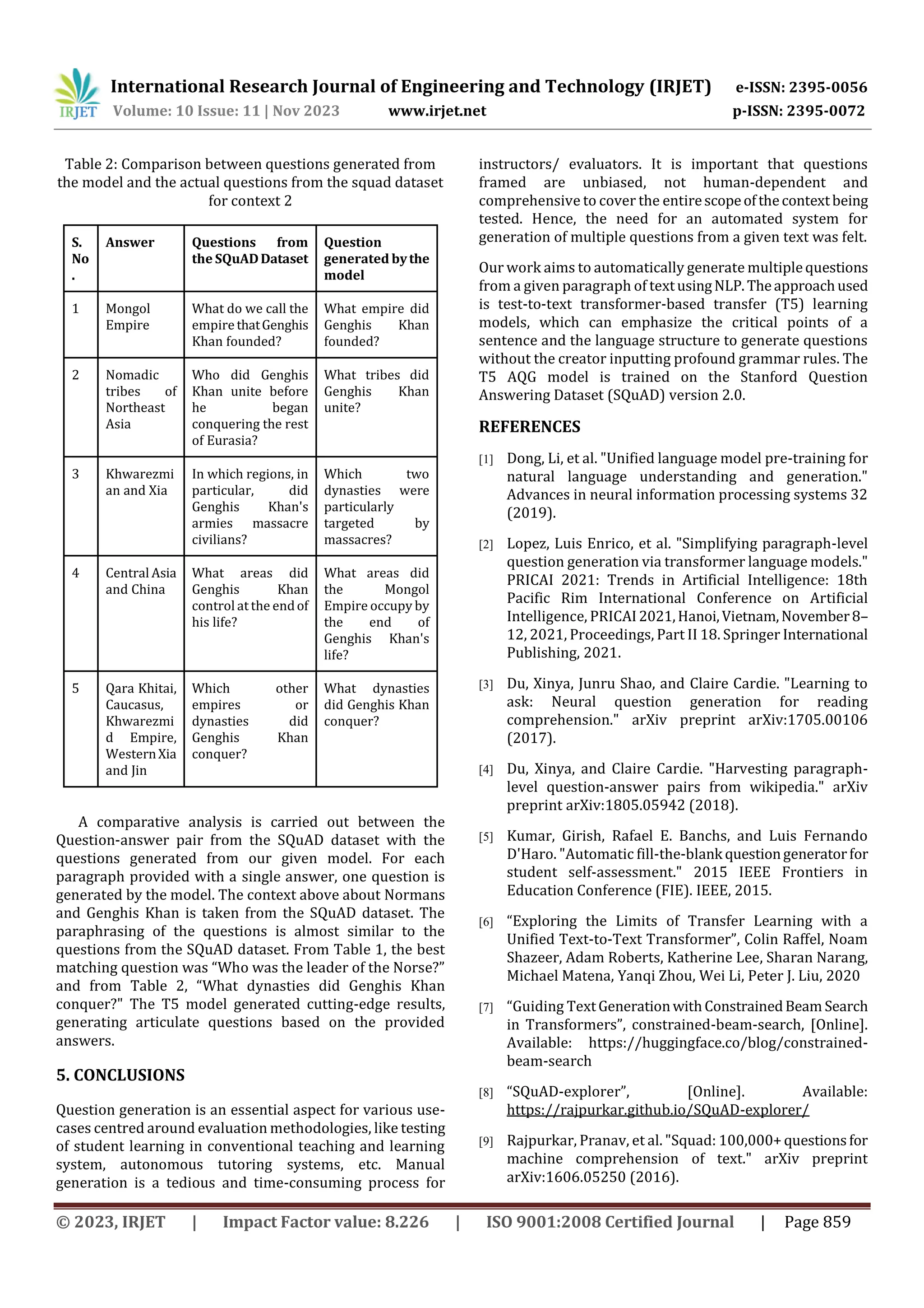 AUTOMATIC QUESTION GENERATION USING NATURAL LANGUAGE PROCESSING | PDF