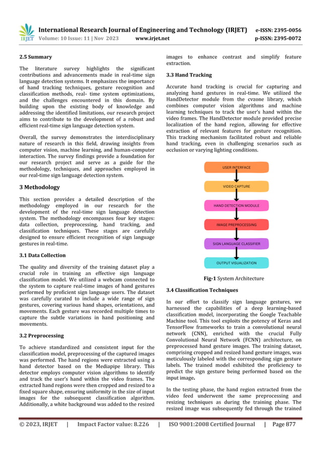 Sign Language Detection and Classification using Hand Tracking and Deep Learning in Real-Time | PDF