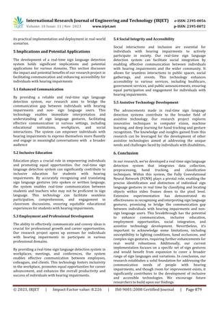 Sign Language Detection and Classification using Hand Tracking and Deep Learning in Real-Time | PDF