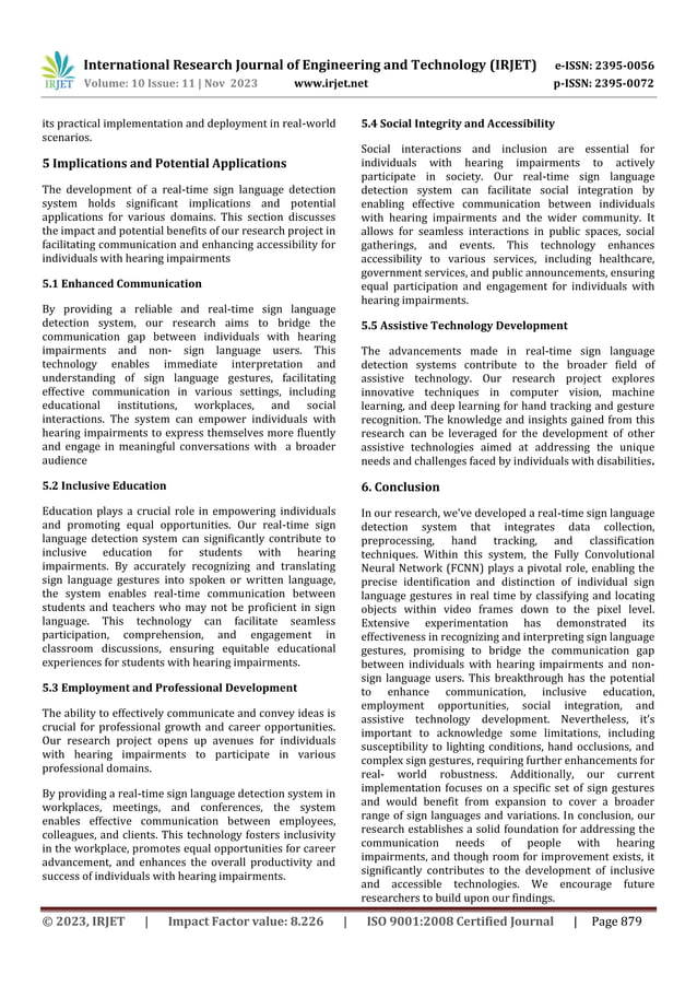 Sign Language Detection and Classification using Hand Tracking and Deep Learning in Real-Time | PDF