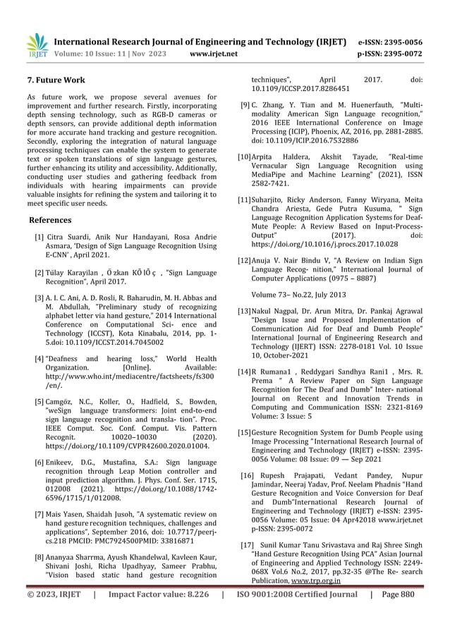 Sign Language Detection and Classification using Hand Tracking and Deep Learning in Real-Time | PDF