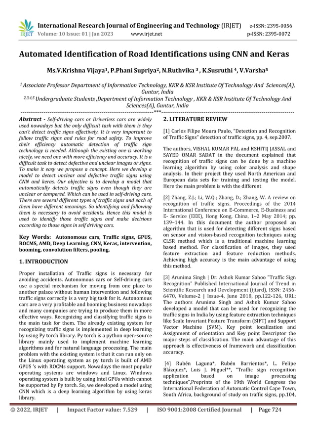 Automated Identification of Road Identifications using CNN and Keras | PDF