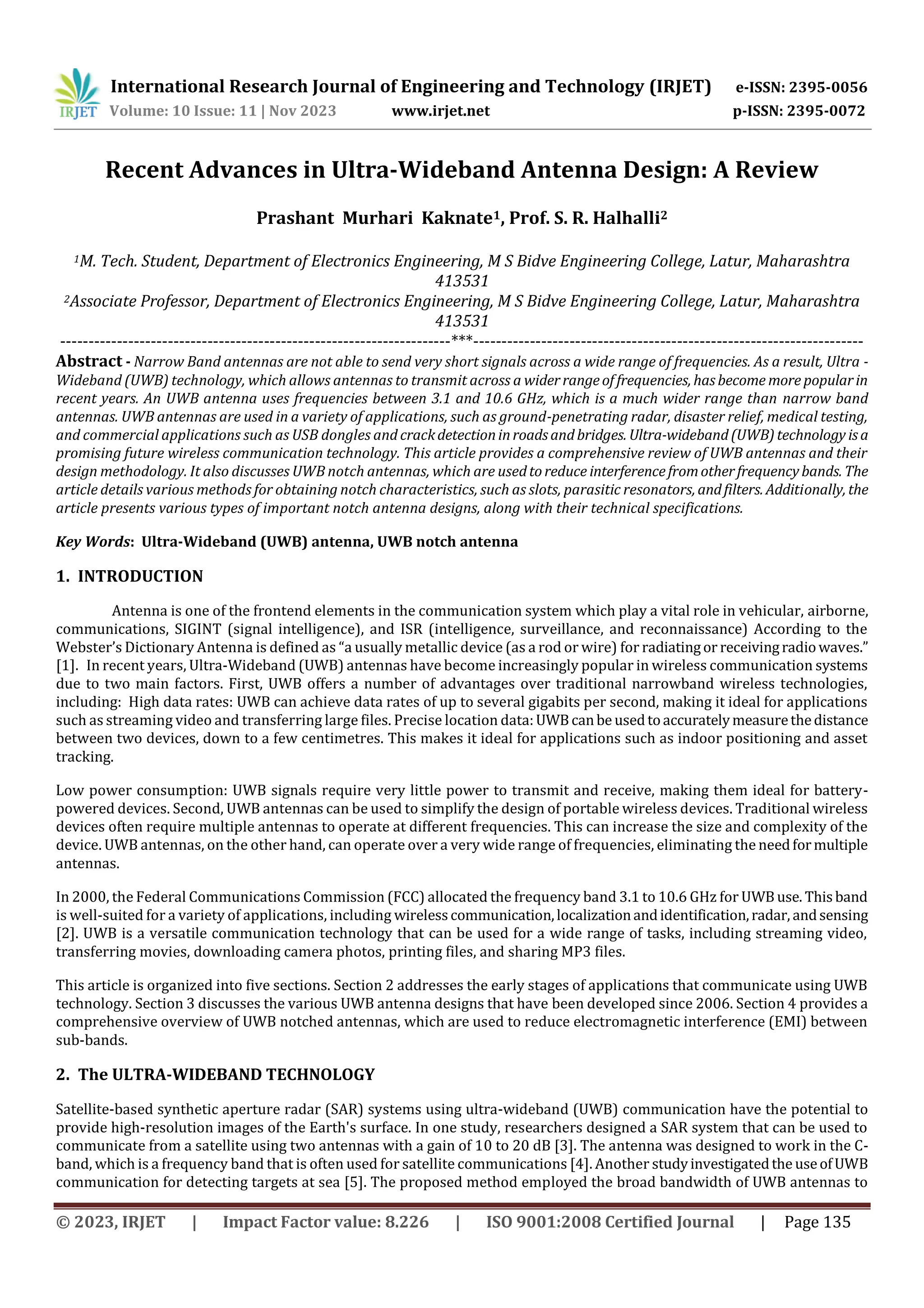 Recent Advances in Ultra-Wideband Antenna Design: A Review | PDF