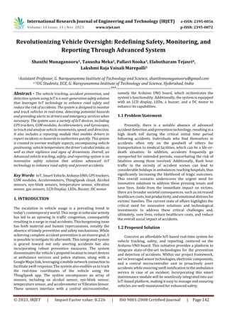 Revolutionizing Vehicle Oversight: Redefining Safety, Monitoring, and Reporting Through Advanced ...