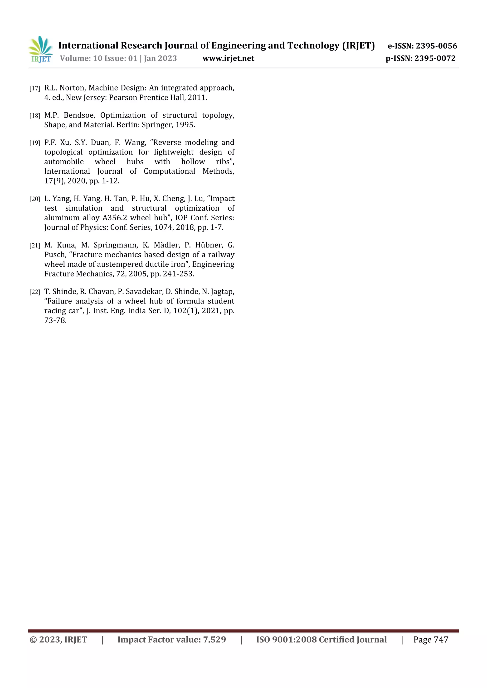DEVELOPMENT OF A WHEEL HUB BY TOPOLOGICAL OPTIMIZATION METHOD APPLIED ...