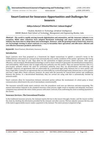 Smart Contract for Insurance: Opportunities and Challenges for Insurers ...