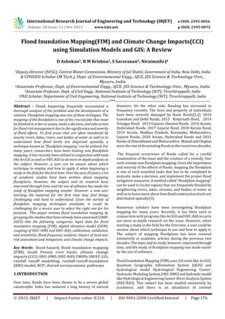 Flood Inundation Mapping(FIM) and Climate Change Impacts(CCI) using Simulation Models and GIS: A ...