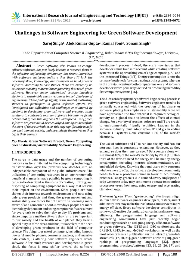 Challenges in Software Engineering for Green Software Development | PDF ...