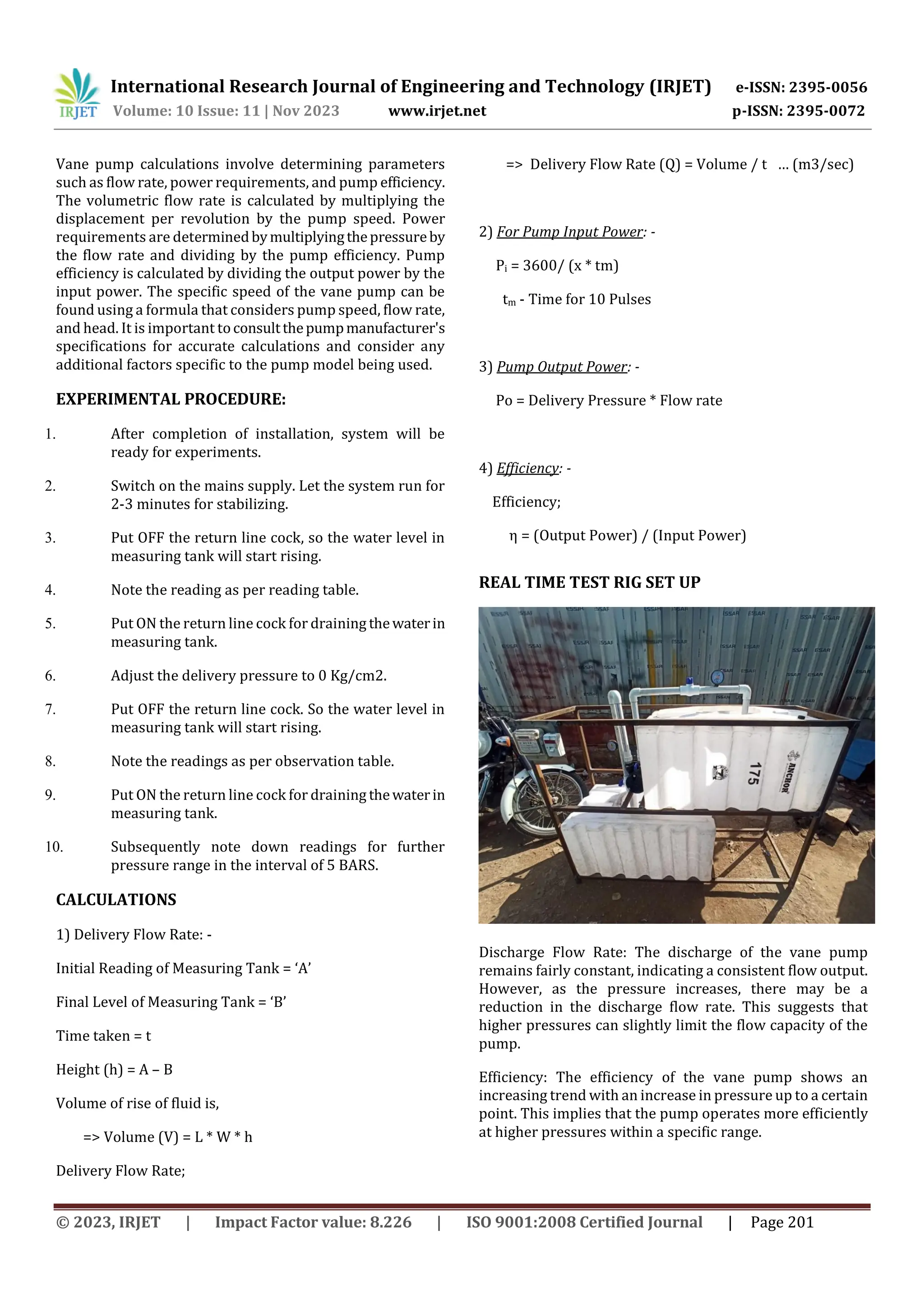 Test Rig For Vane Pump | PDF