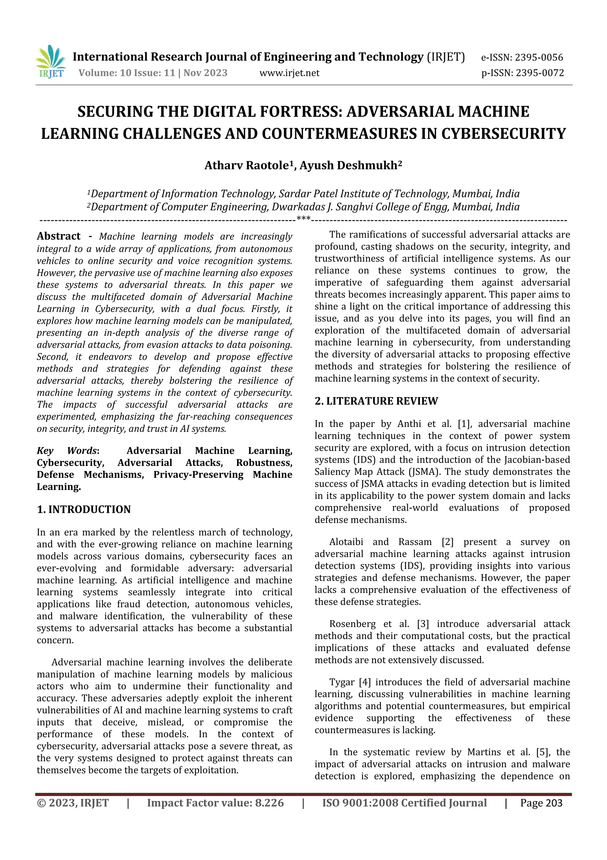 Securing The Digital Fortress Adversarial Machine Learning Challenges