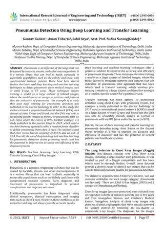 Pneumonia Detection Using Deep Learning and Transfer Learning | PDF