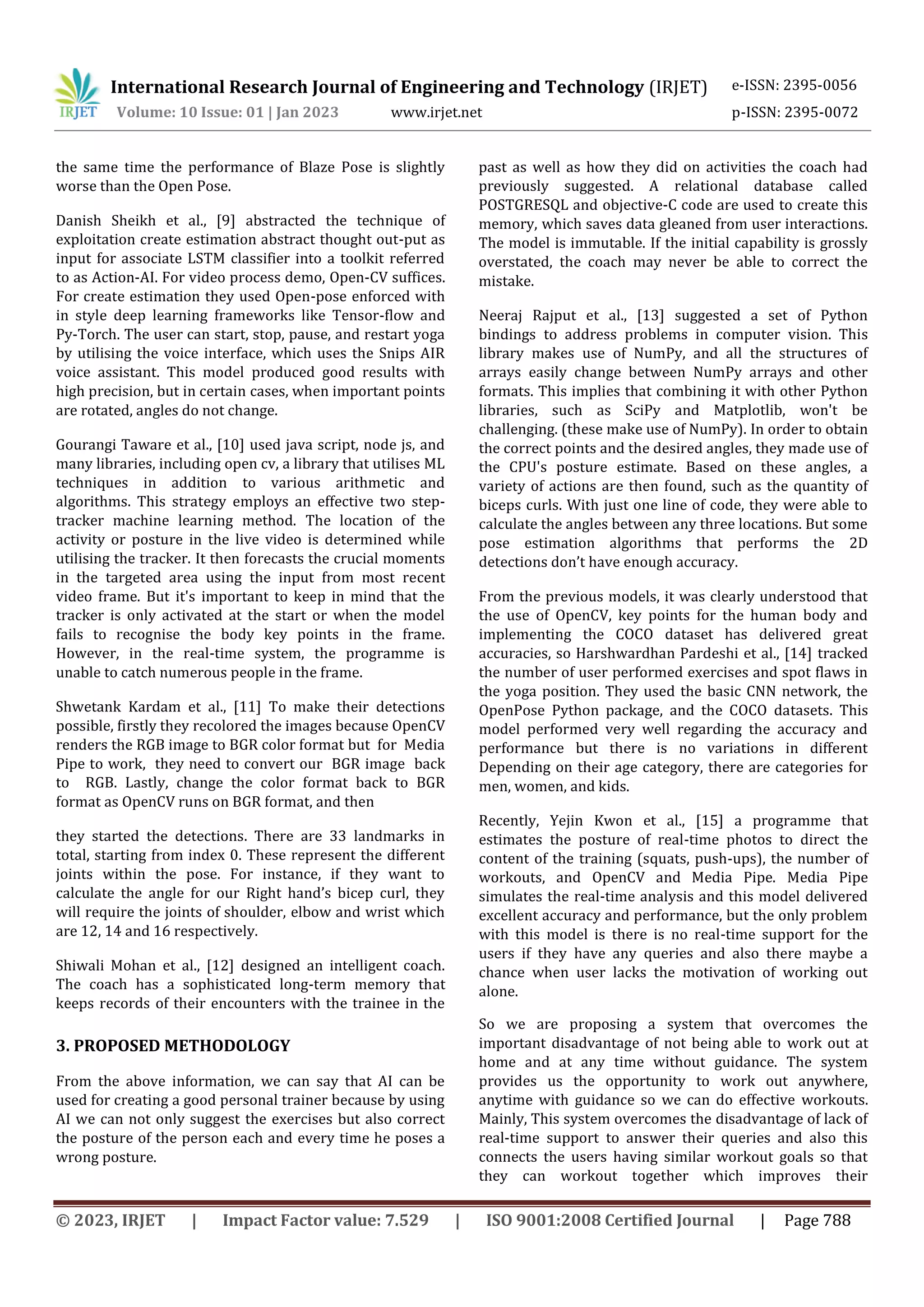 AI Personal Trainer Using Open CV and Media Pipe | PDF