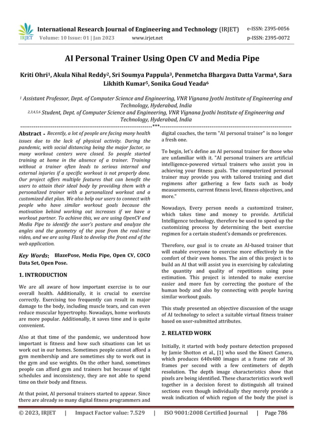 AI Personal Trainer Using Open CV and Media Pipe | PDF | Fitness and ...