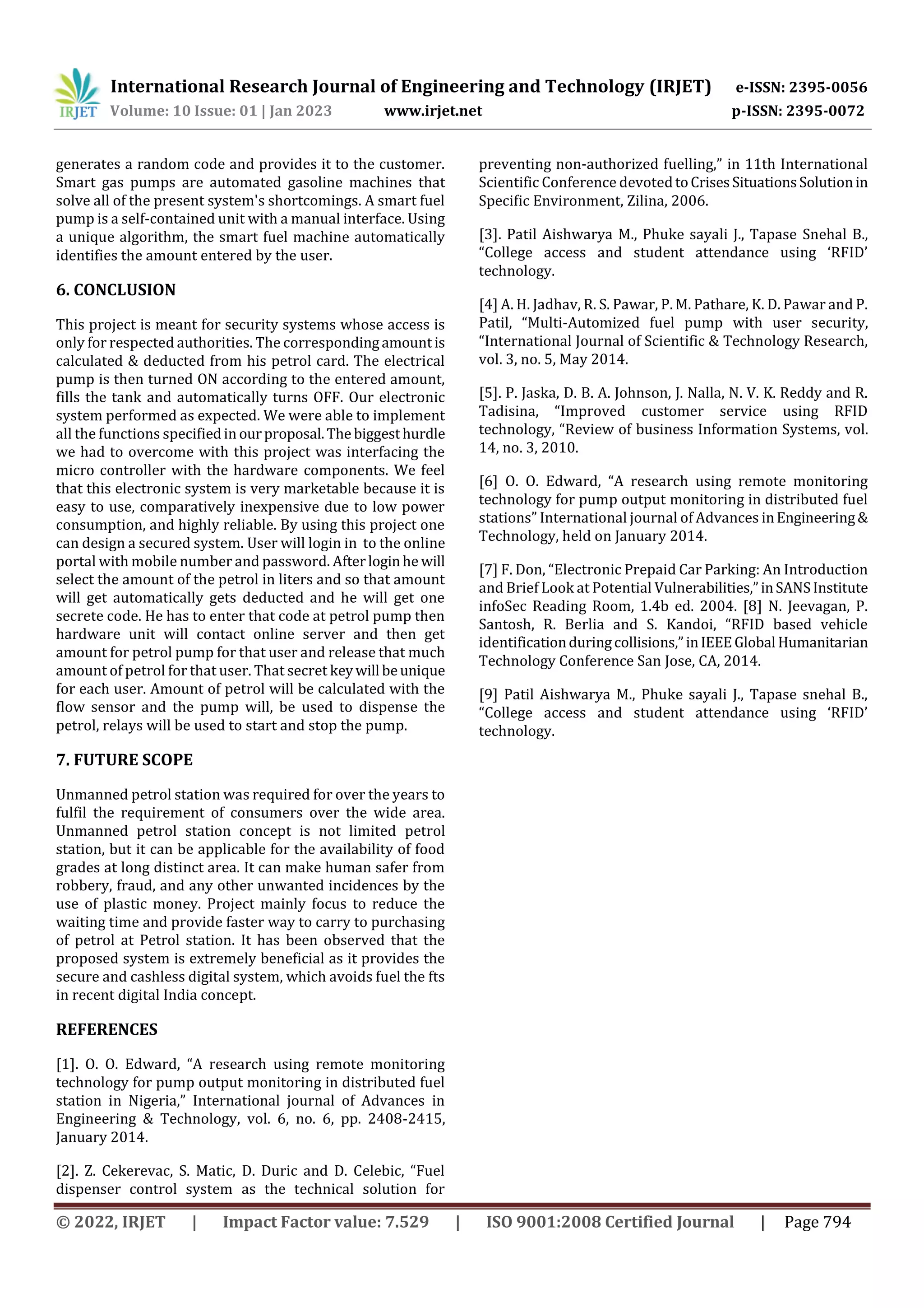 IOT BASED CASHLESS PETROL PUMP | PDF