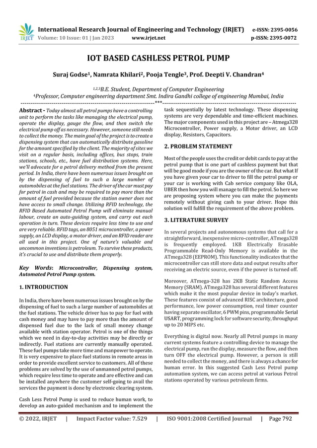IOT BASED CASHLESS PETROL PUMP | PDF