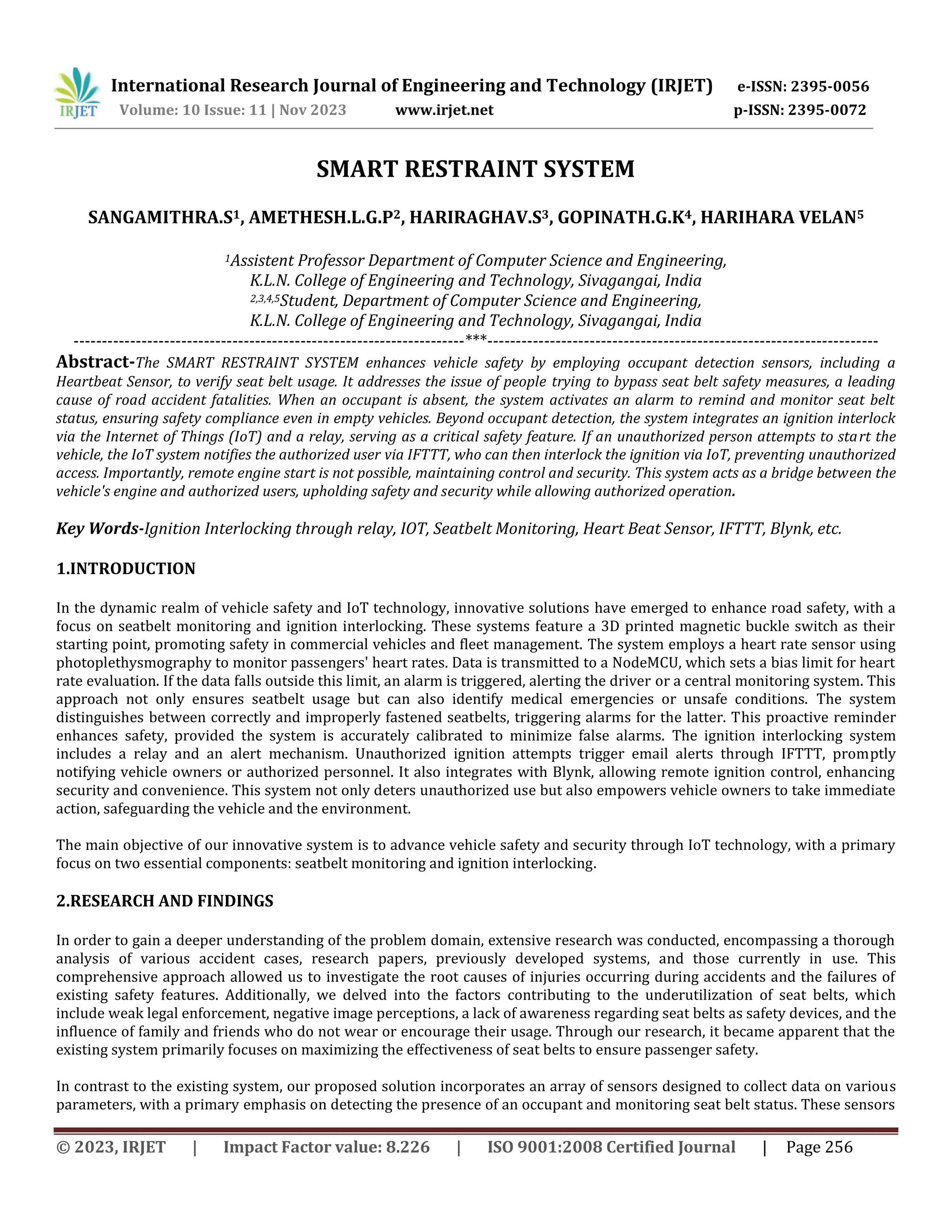 SMART RESTRAINT SYSTEM | PDF | First Aid | Injuries