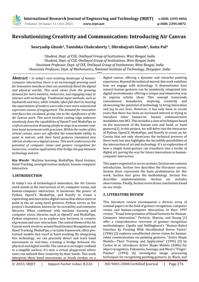 Revolutionizing Creativity and Communication: Introducing Air Canvas | PDF