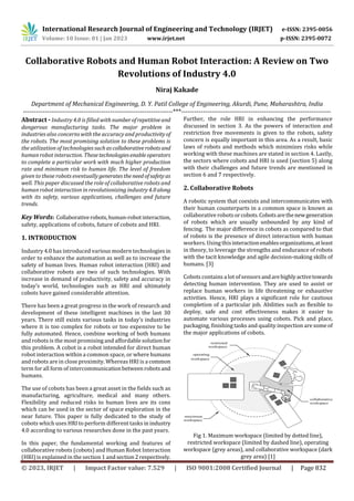 Collaborative Robots and Human Robot Interaction: A Review on Two Revolutions of Industry 4.0 ...