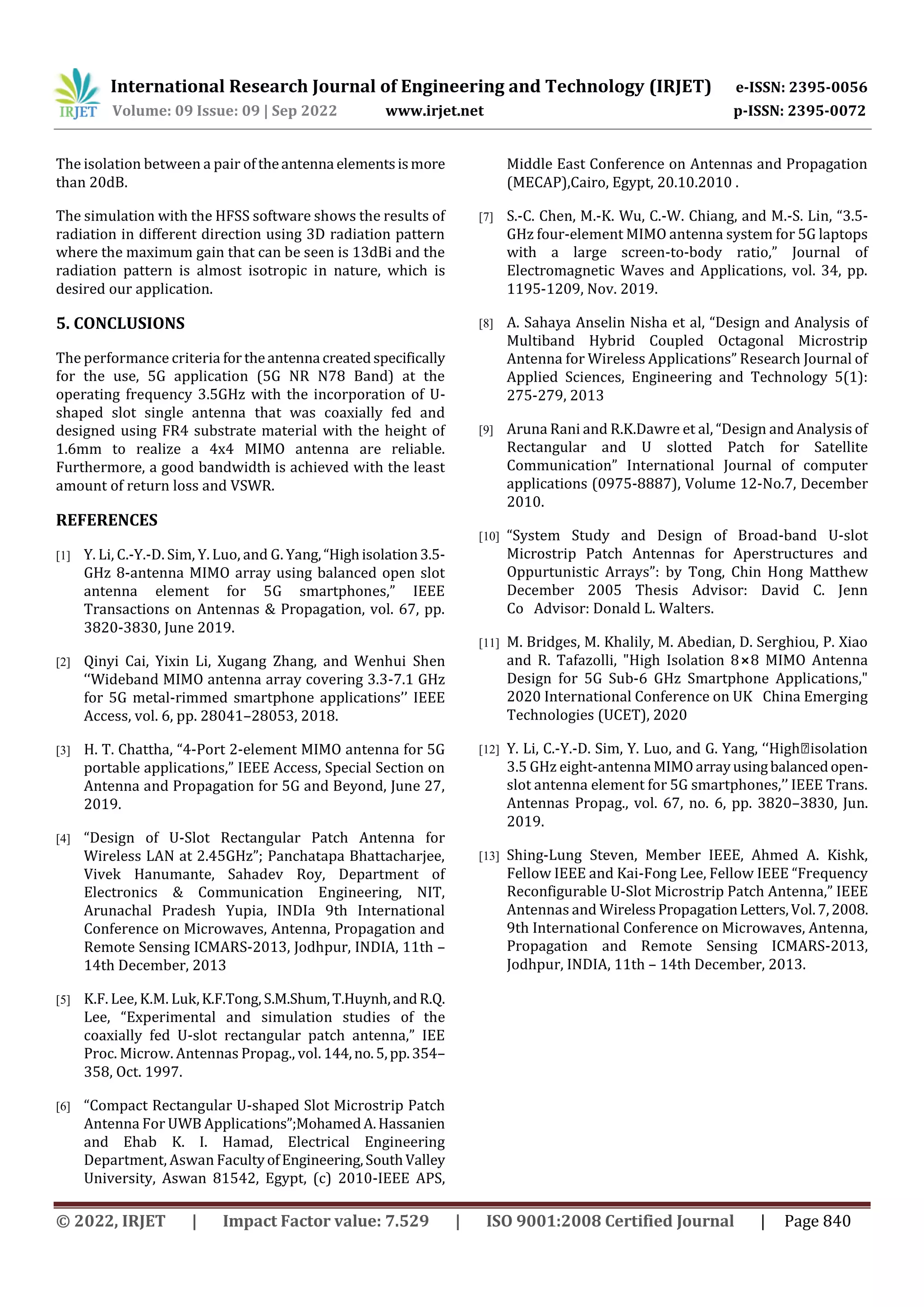 Antenna Design for 4x4 MIMO 5G Communication | PDF